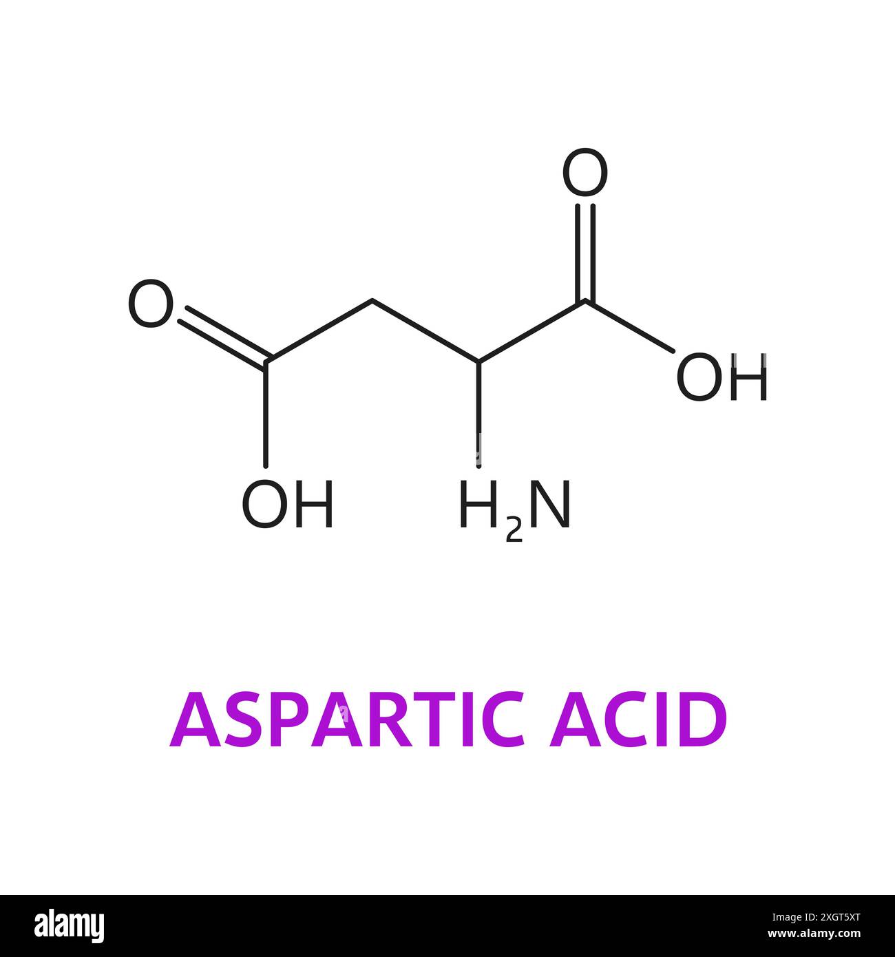 Aspartic amino acid chemical molecules, essential chain structure ...