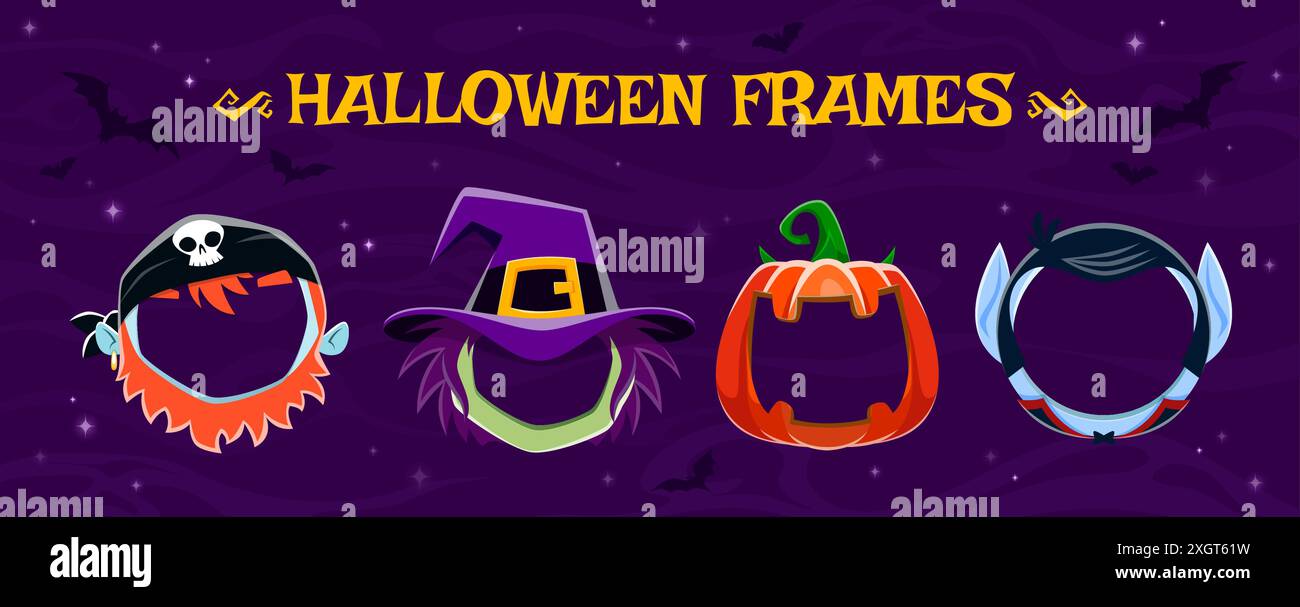 Halloween avatar mask frames of monsters for horror night holiday ...