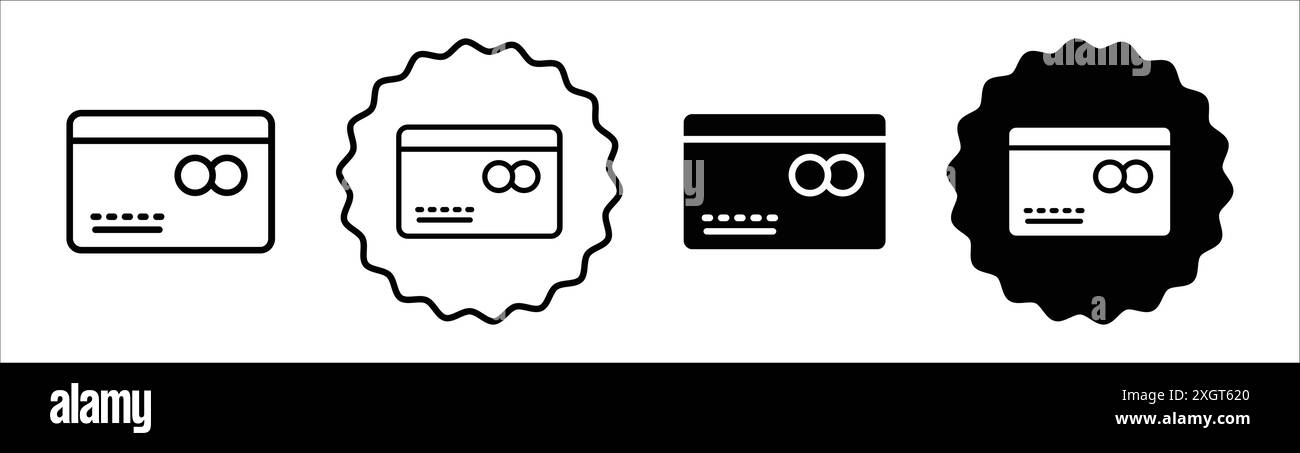 ATM card icon logo sign vector outline in black and white color Stock ...