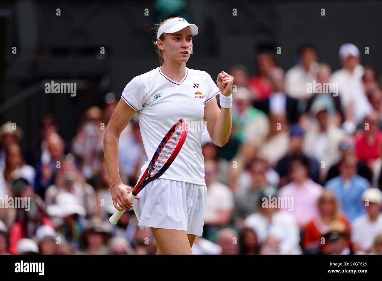 Elena Rybakina celebrates beating Elina Svitolina on day ten of the ...