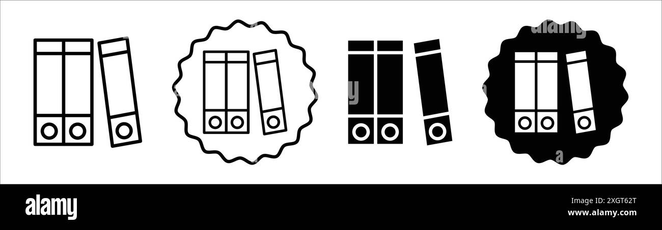 Binder icon logo sign vector outline in black and white color Stock ...