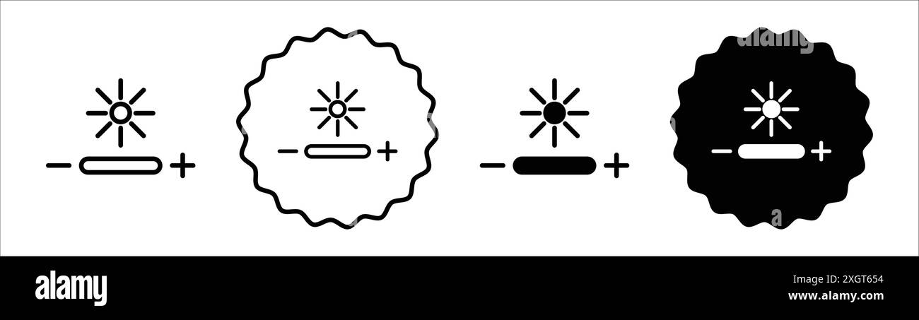 Brightness icon logo sign vector outline in black and white color Stock ...