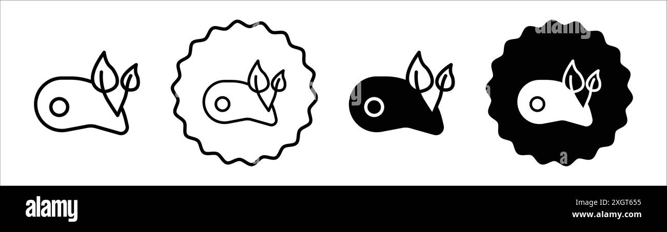 Artificial vegan meat Icon logo sign vector outline in black and white ...