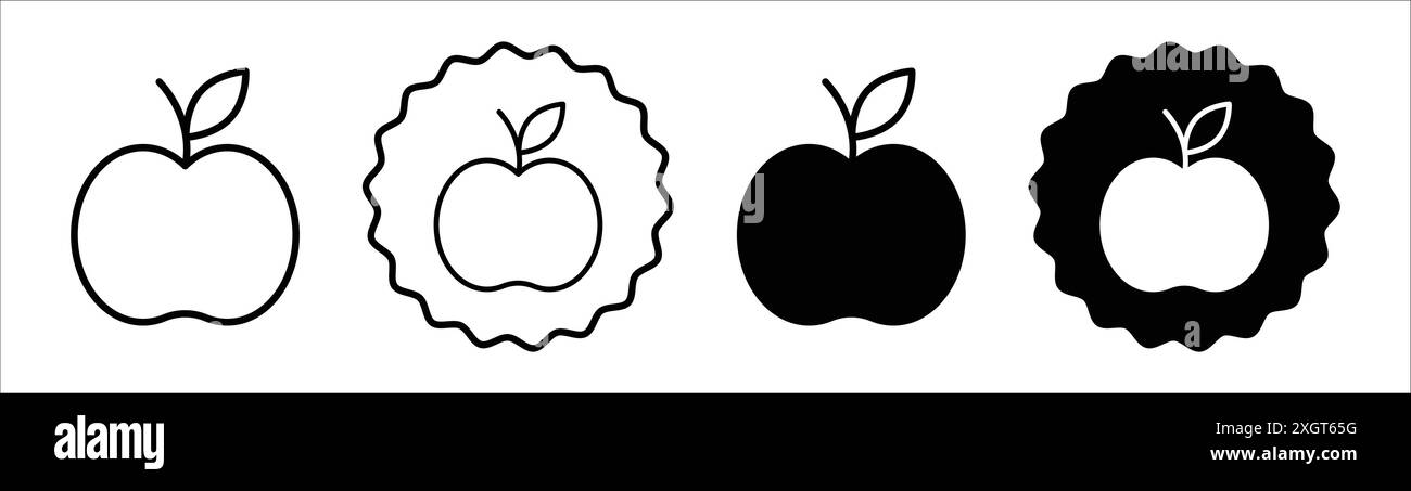 Apple icon logo sign vector outline in black and white color Stock ...
