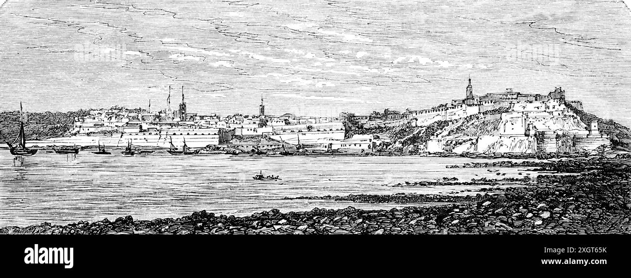 City view of Tanger on the Atlantic Ocean, Marococ, Africa, historic ...