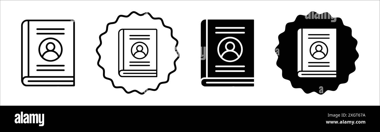 Biography icon logo sign vector outline in black and white color Stock ...