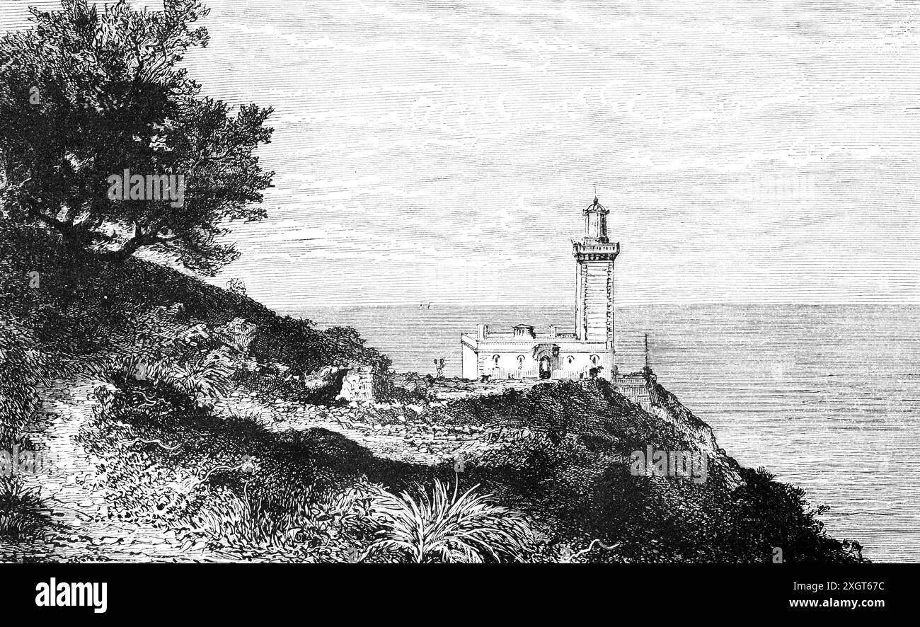 View of Cape Spartel with a lighthouse, Atlantic Ocean, Tanger, Marocco ...
