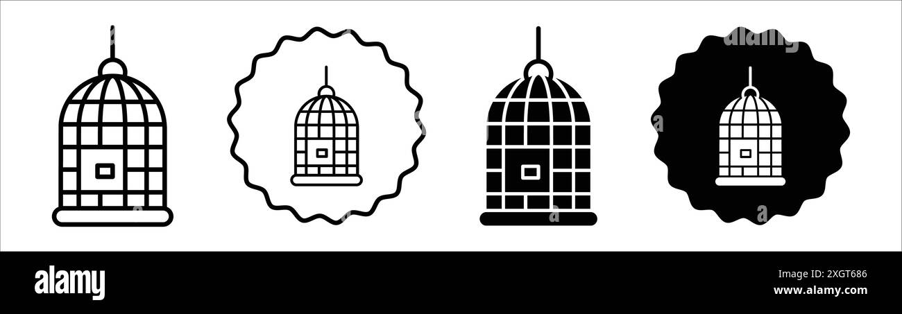 Bird cage icon logo sign vector outline in black and white color Stock ...