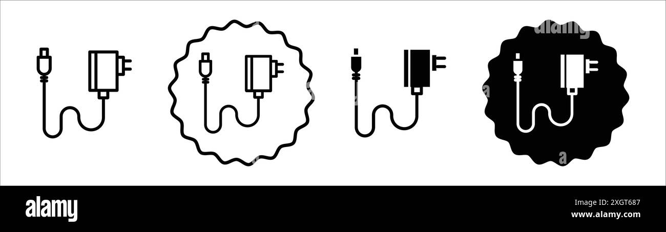 Charger icon logo sign vector outline in black and white color Stock ...