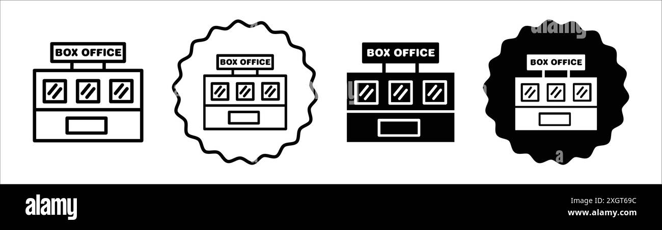 Box office icon logo sign vector outline in black and white color Stock ...