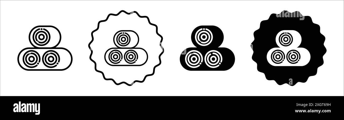 Bale icon logo sign vector outline in black and white color Stock ...