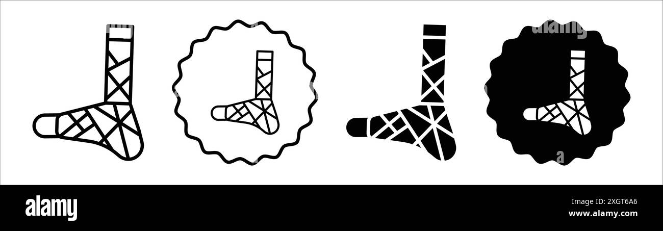 Broken leg in a plaster icon logo sign vector outline in black and ...