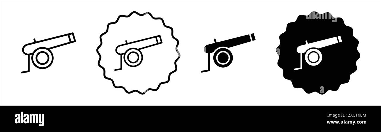 Cannon icon logo sign vector outline in black and white color Stock ...