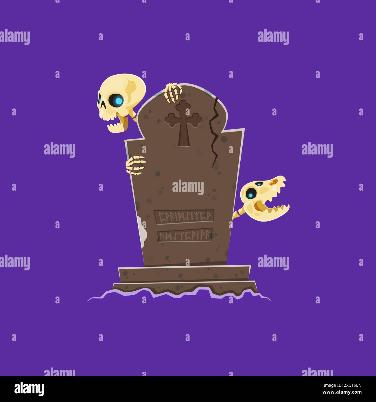 Cartoon halloween scary characters human skeleton and its loyal dog ...