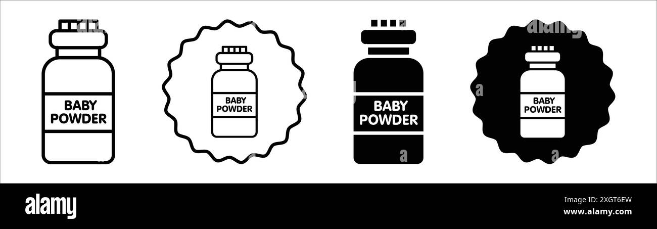 Baby powder icon logo sign vector outline in black and white color ...