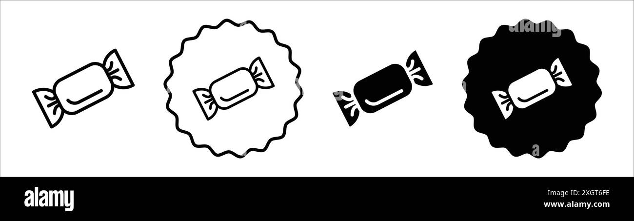 Candy icon logo sign vector outline in black and white color Stock ...