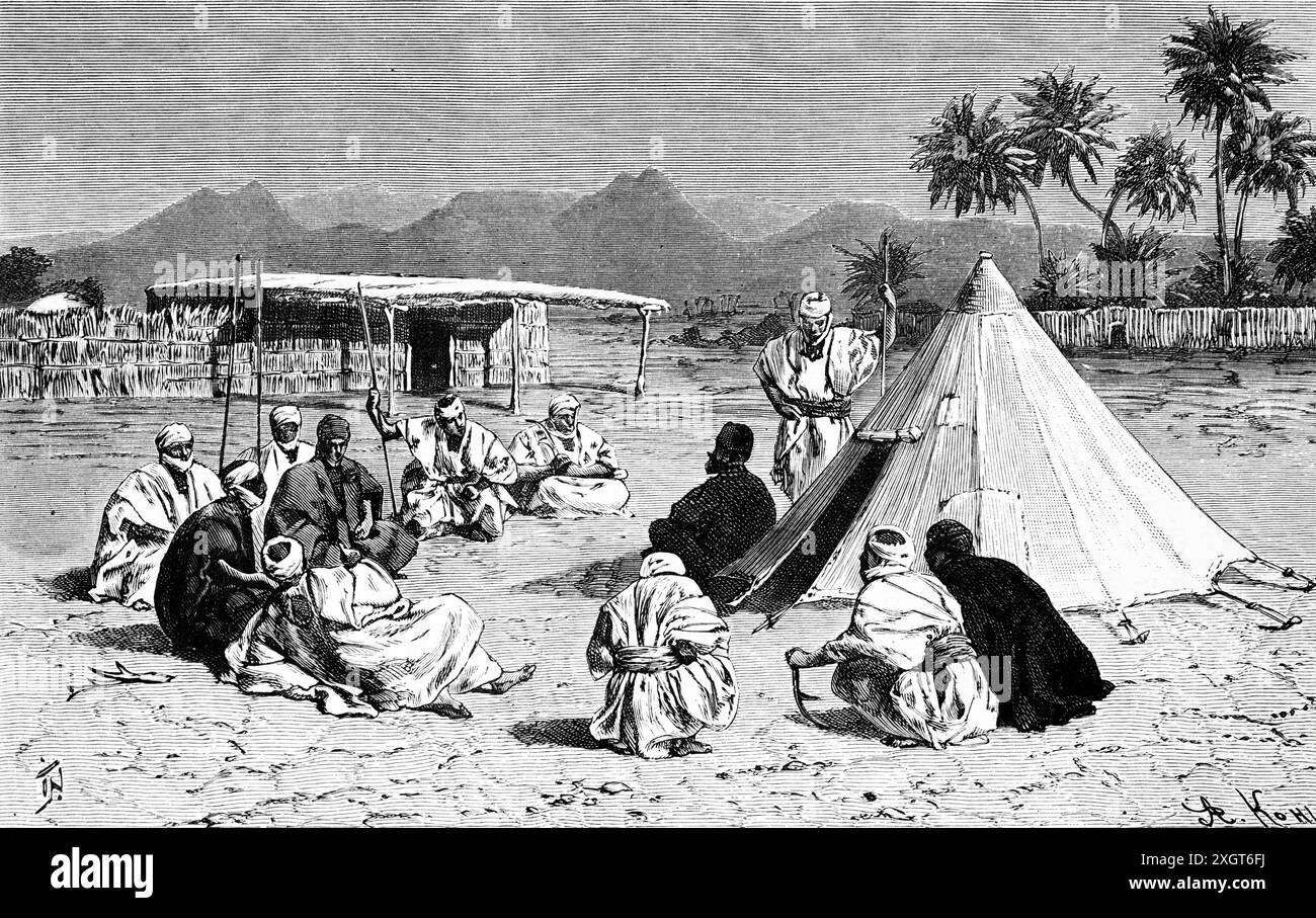 Toubou or Tubu people discussing in the open in Bardai, Tibesti ...