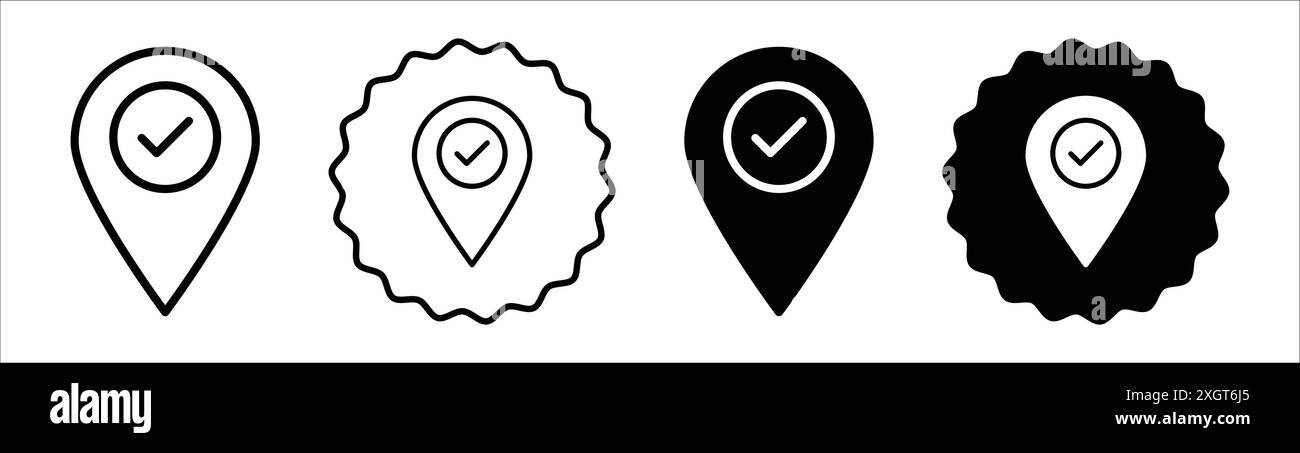 Checkpoint icon logo sign vector outline in black and white color Stock ...