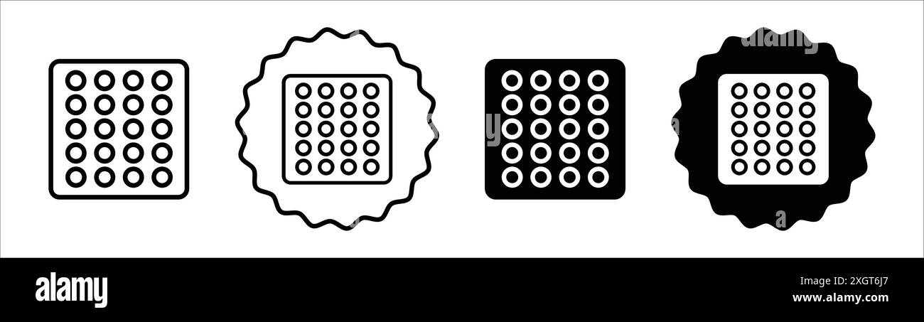 Bubble wrap logo sign vector outline in black and white color Stock ...