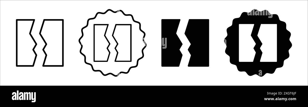 Crack icon logo sign vector outline in black and white color Stock ...