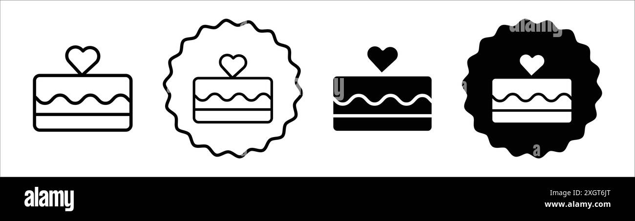 Cake icon logo sign vector outline in black and white color Stock ...