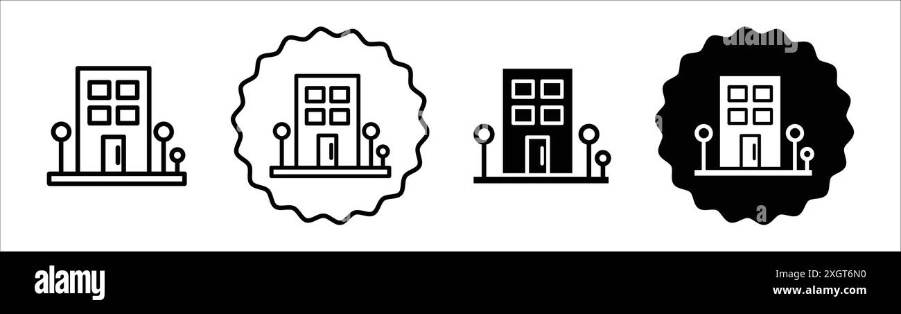Buliding icon logo sign vector outline in black and white color Stock ...