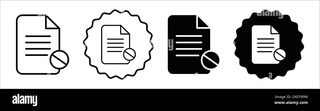 Cancel file icon logo sign vector outline in black and white color ...