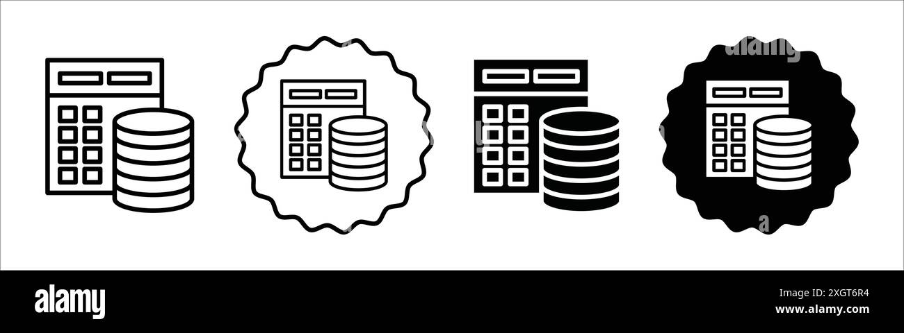 Data table icon logo sign vector outline in black and white color Stock ...
