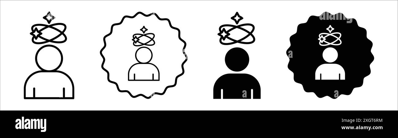 Dizziness icon logo sign vector outline in black and white color Stock ...