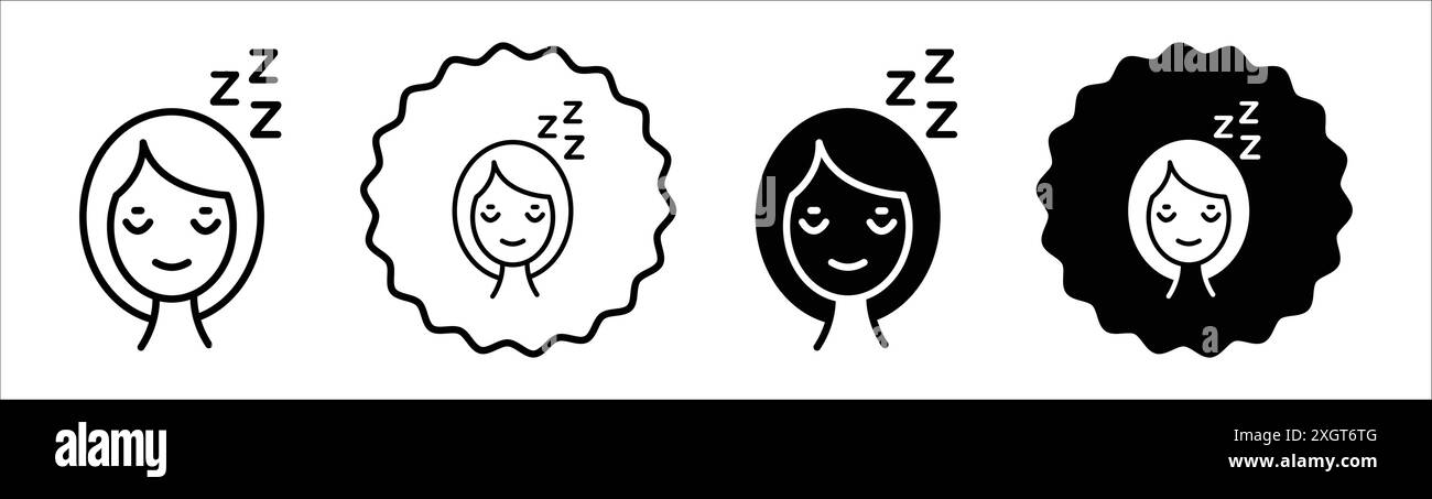 Cant fall asleep icon logo sign vector outline in black and white color ...