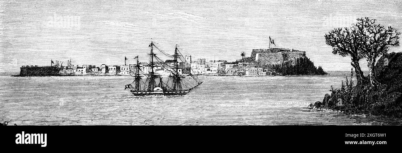 View of Gorée, a small island in the Atlantic Ocean, former place of ...