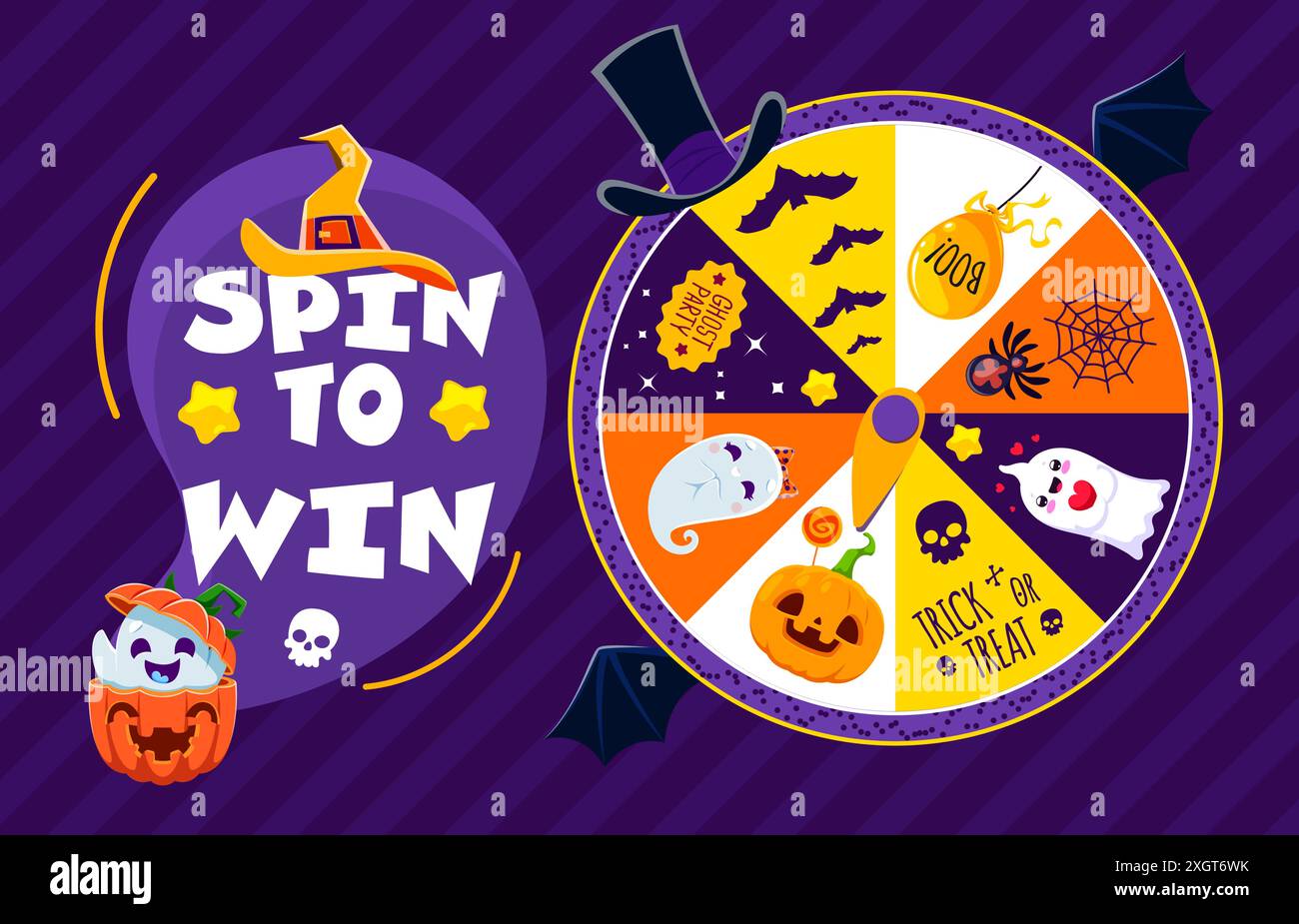 Halloween spin or fortune wheel roulette for prize win on trick or ...