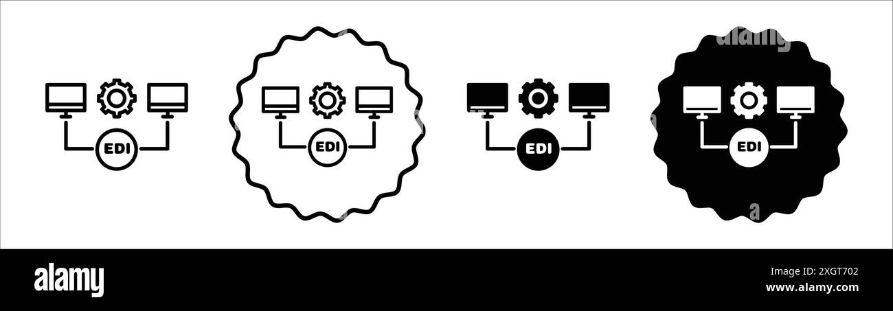 EDI icon logo sign vector outline in black and white color Stock Vector ...