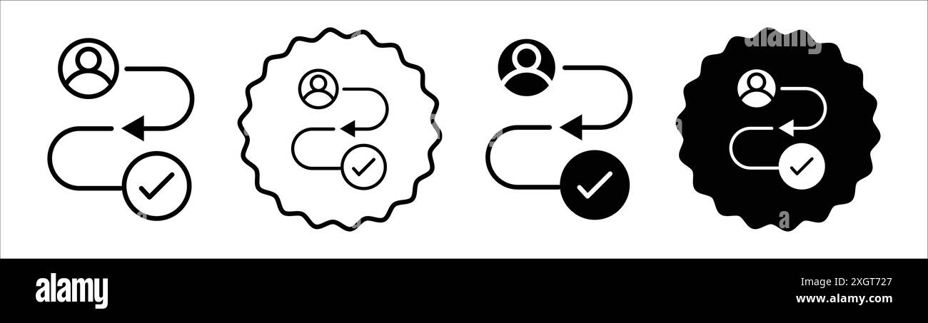 Customer journey icon logo sign vector outline in black and white color ...