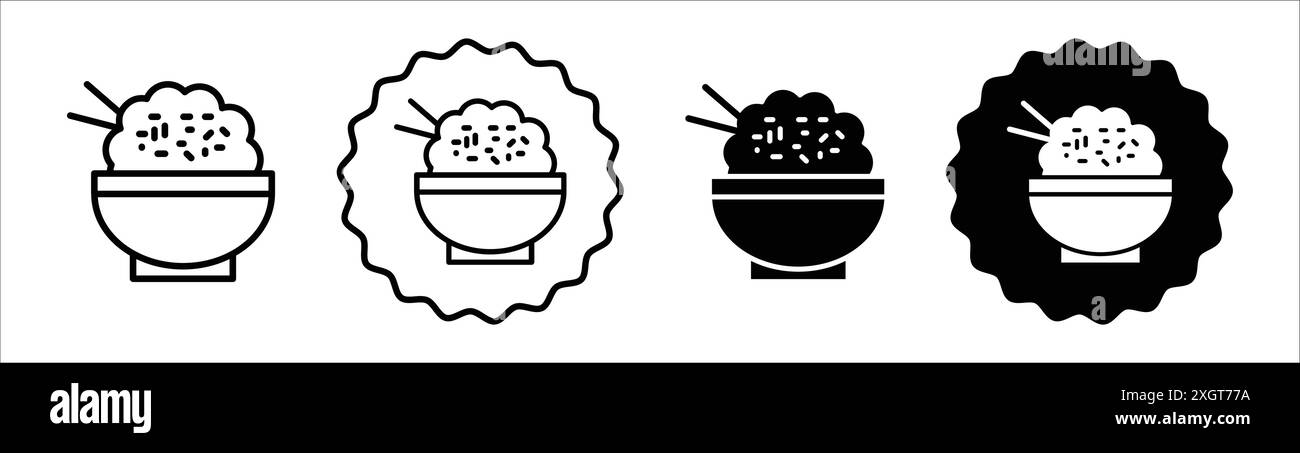 Fried Rice icon logo sign vector outline in black and white color Stock ...