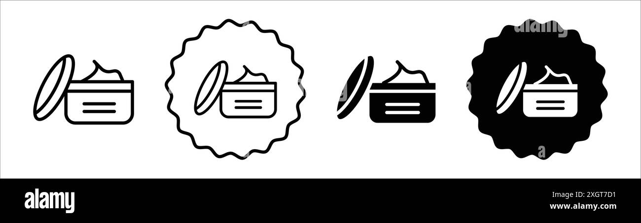 Facial cream icon logo sign vector outline in black and white color ...