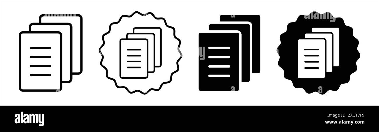 Document archive icon logo sign vector outline in black and white color ...