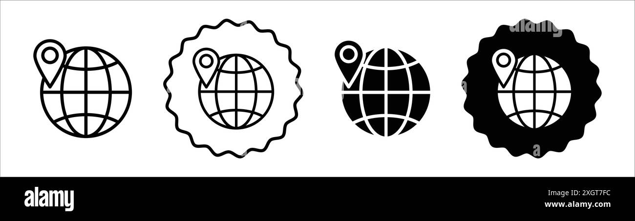Global distribution icon logo sign vector outline in black and white ...
