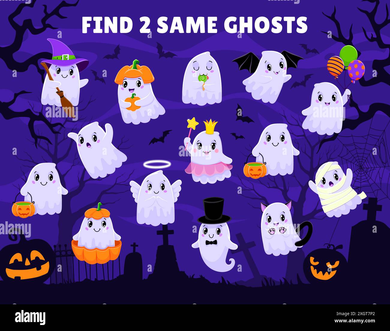 Spot the difference puzzle halloween Stock Vector Images - Alamy