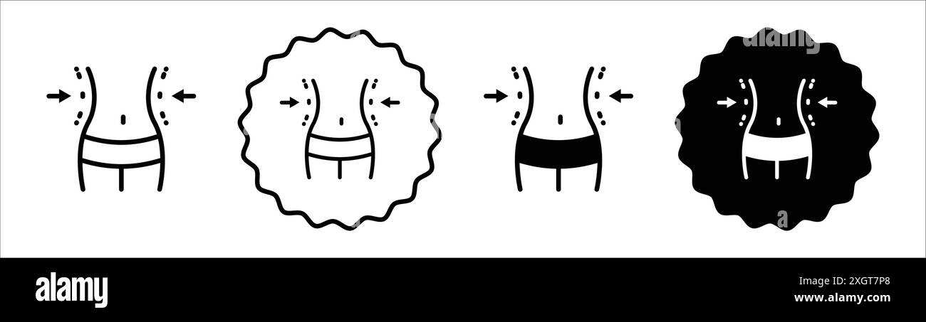 Woman measuring waist overweight Black and White Stock Photos & Images ...