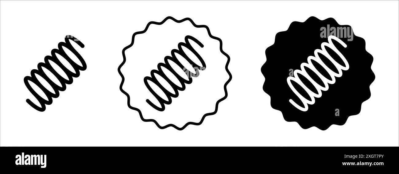 Flexible spring icon logo sign vector outline in black and white color ...