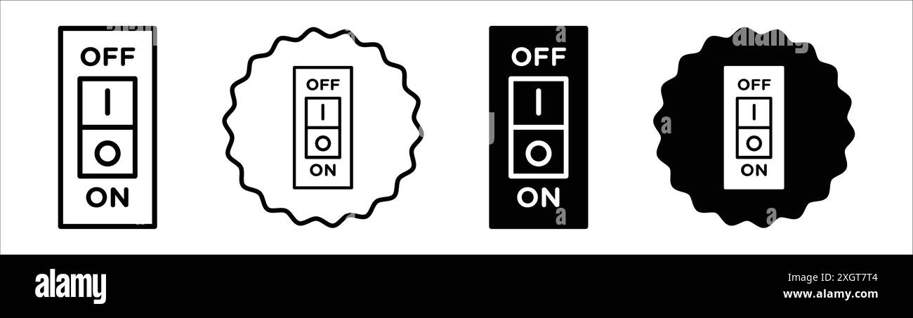 Electric switch icon logo sign vector outline in black and white color ...