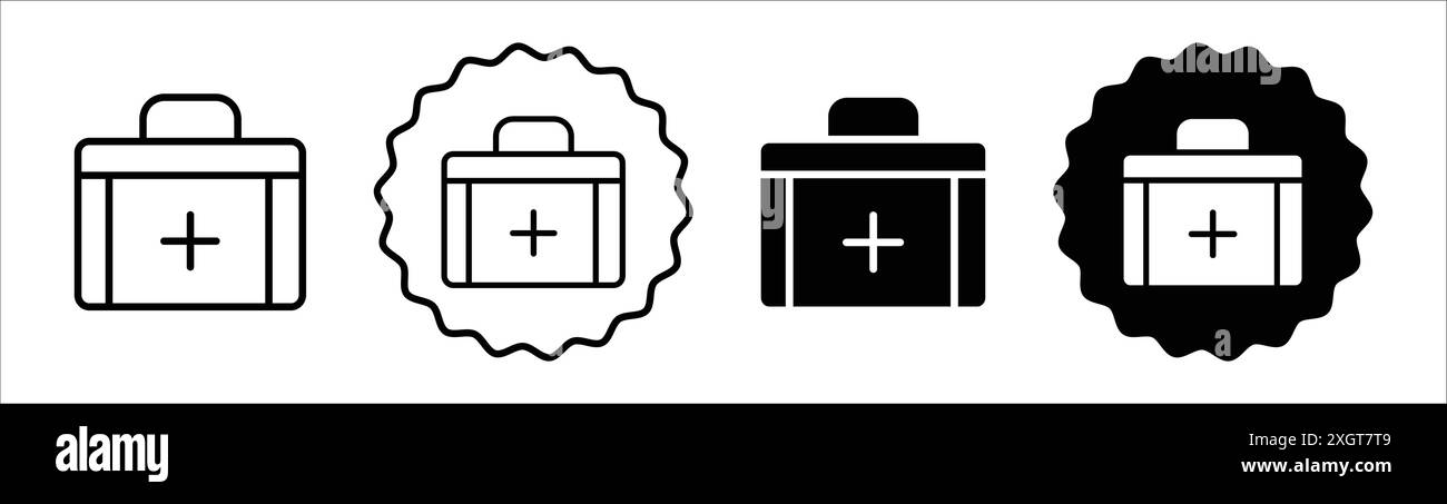First aid box icon logo sign vector outline in black and white color ...