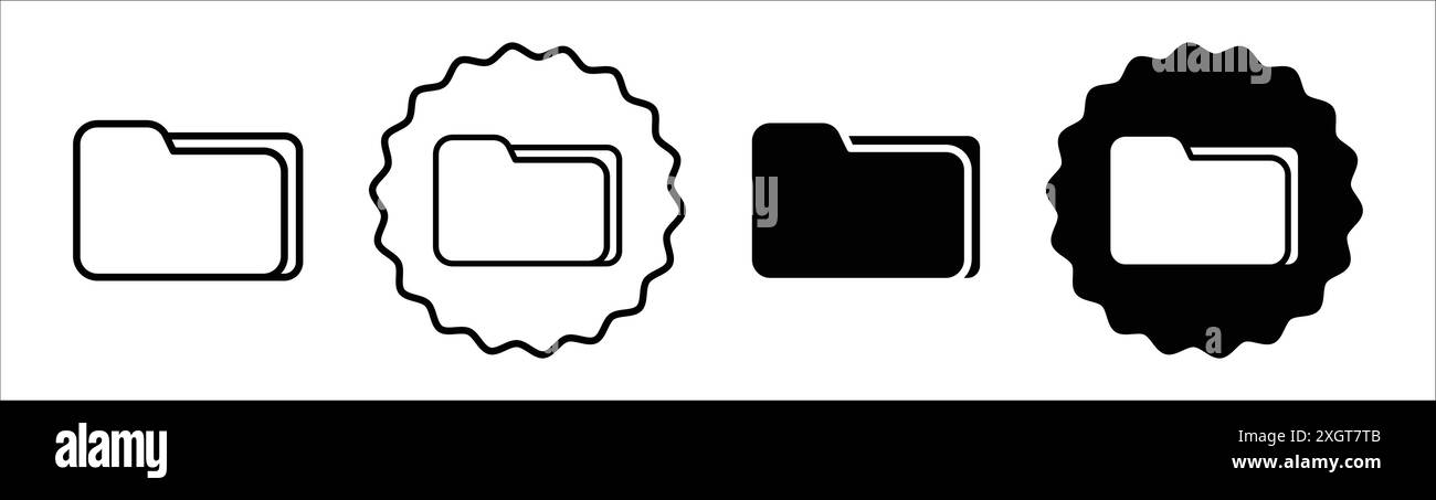 Folder icon logo sign vector outline in black and white color Stock ...