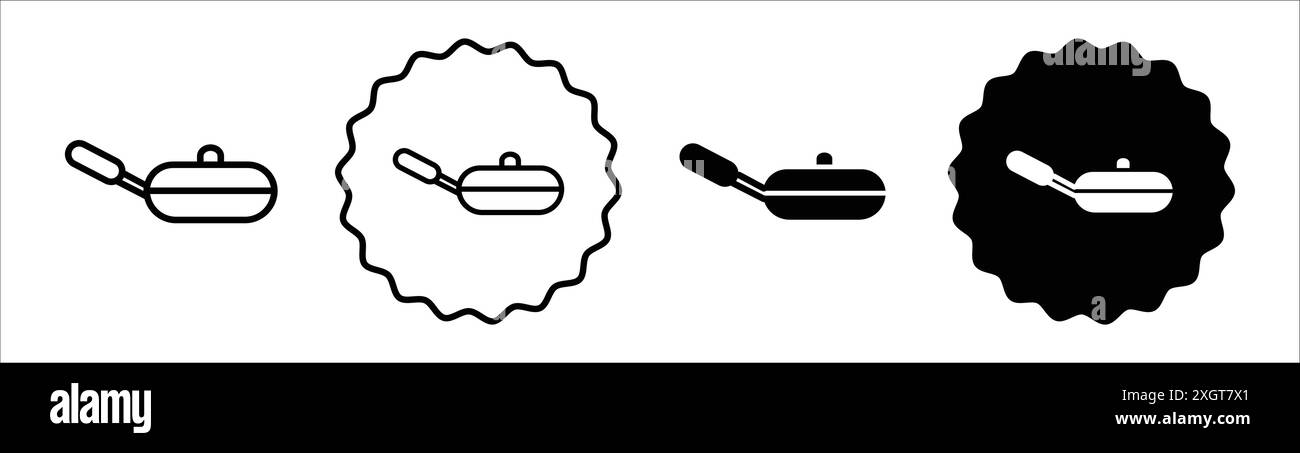 Frying pan icon logo sign vector outline in black and white color Stock ...