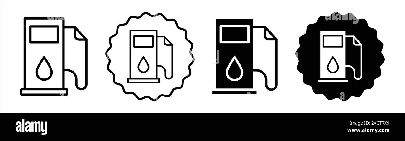 Fuel pump icon logo sign vector outline in black and white color Stock ...