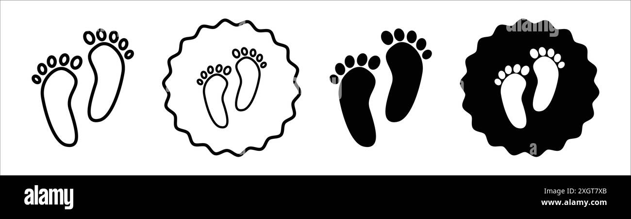 Footprint icon logo sign vector outline in black and white color Stock ...