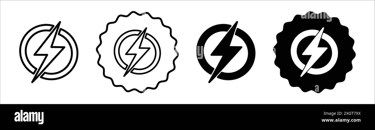 Electro icon logo sign vector outline in black and white color Stock ...