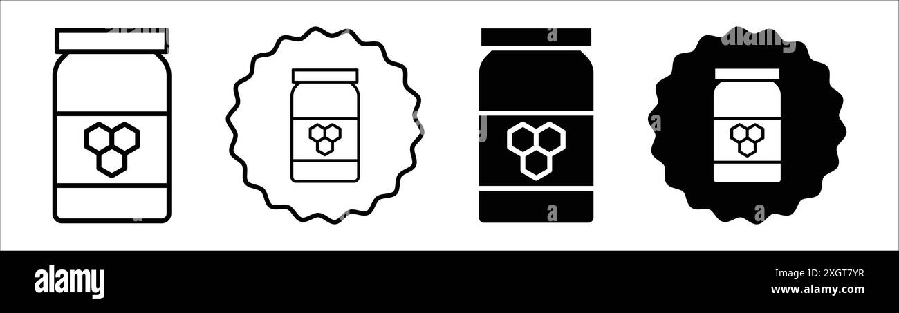 Honey jar icon logo sign vector outline in black and white color Stock ...