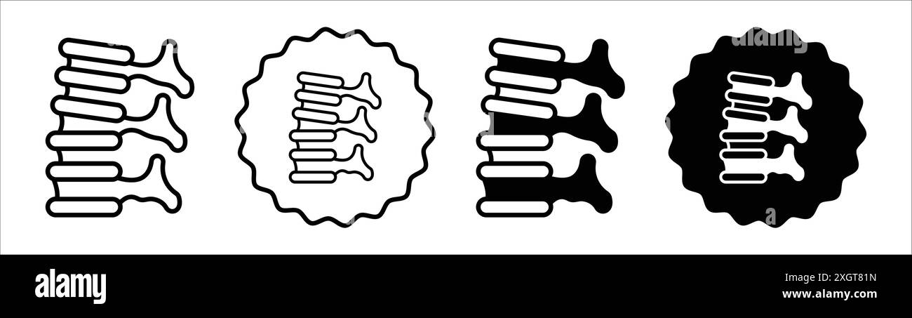 Human spine icon logo sign vector outline in black and white color ...